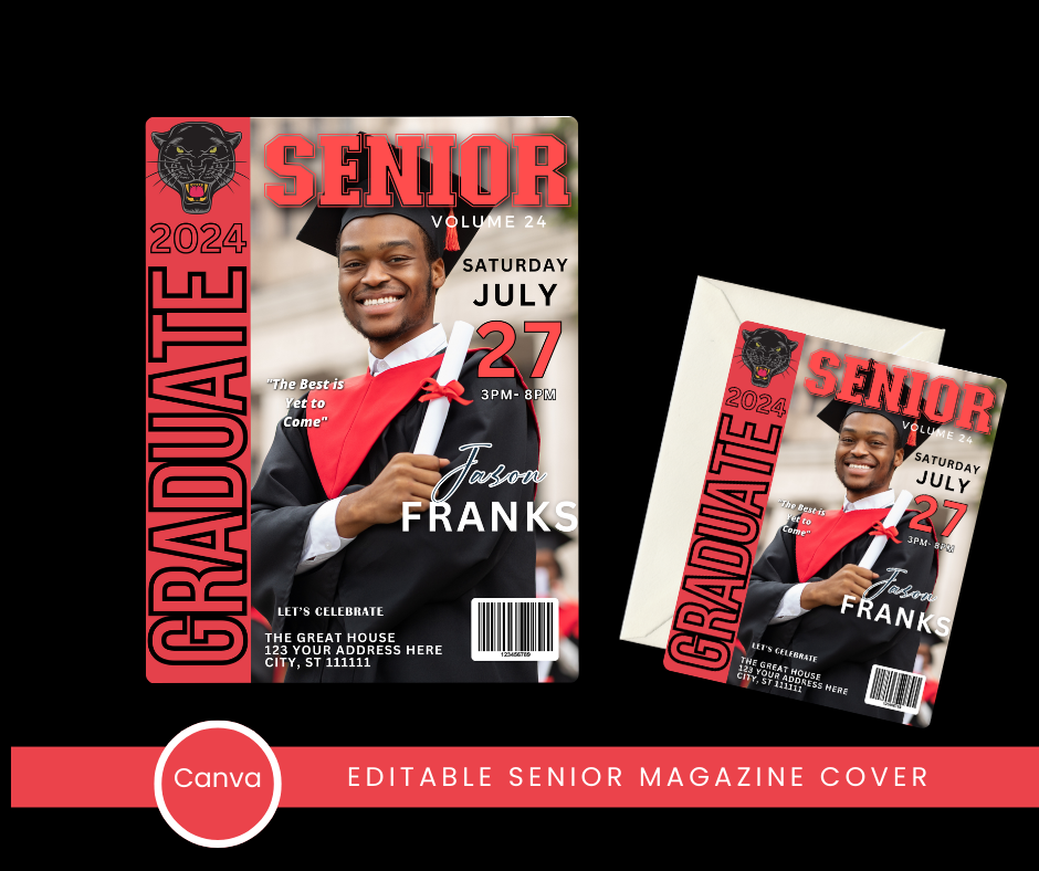 Graduate Magazine / Invite Cover Editable Template Bundle – Yarbros Custom