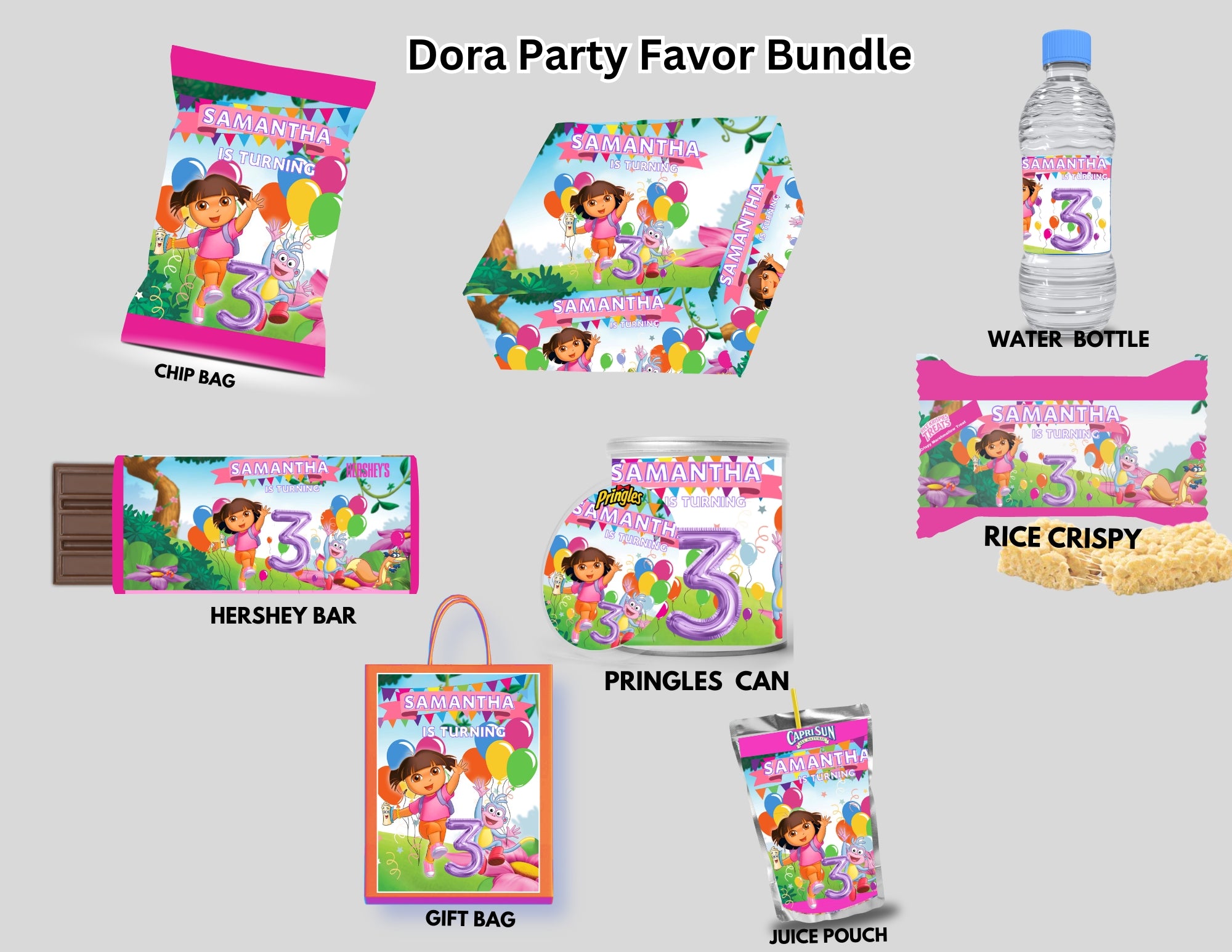 Dora Party Favor Bundle Template – Yarbros Custom