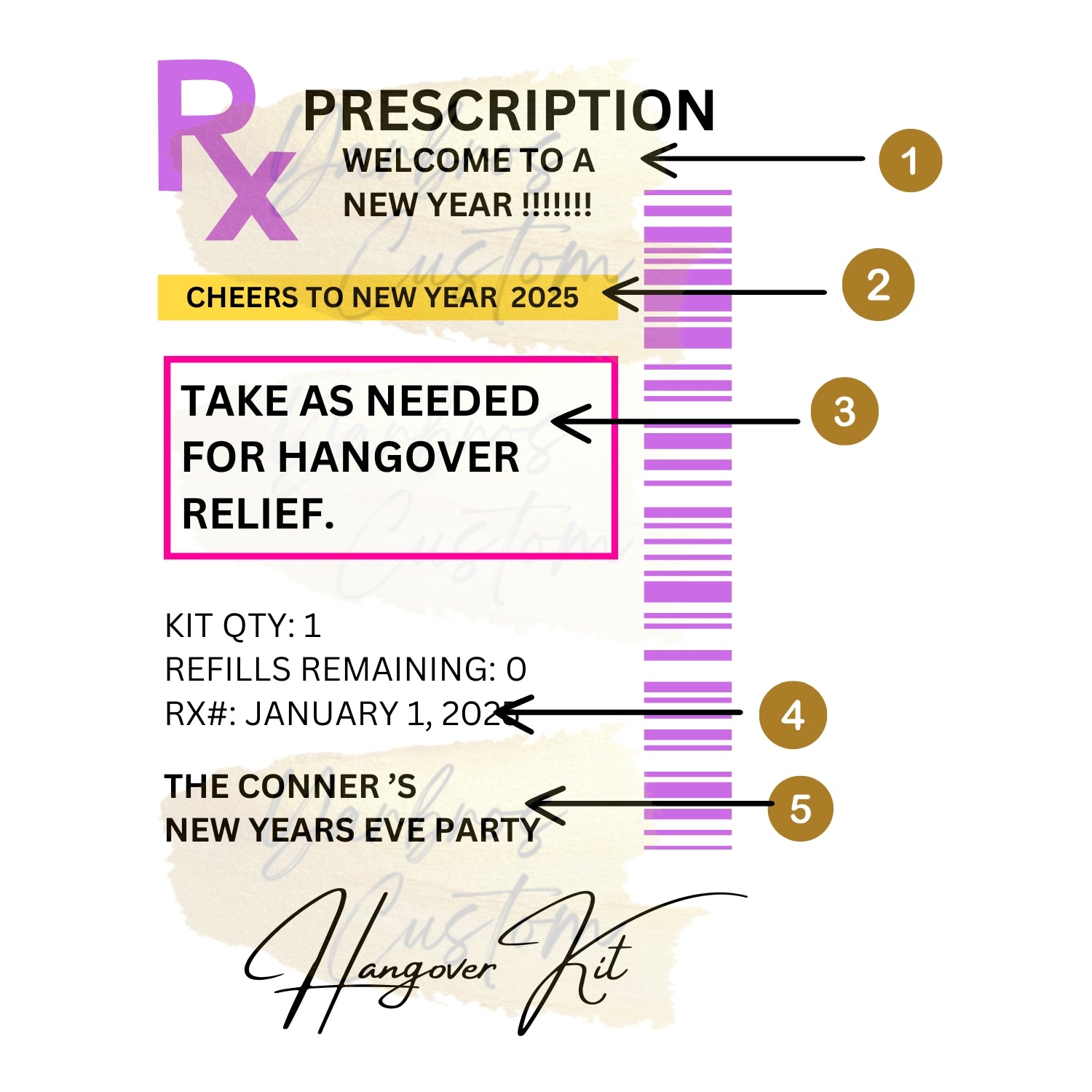 Hangover Kits Prescription Bottle Labels (Only) – Yarbros Custom