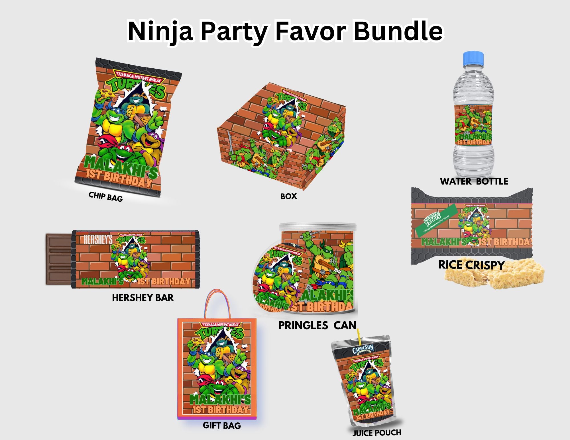 Ninja Turtle Party Favor Bundle Template – Yarbros Custom