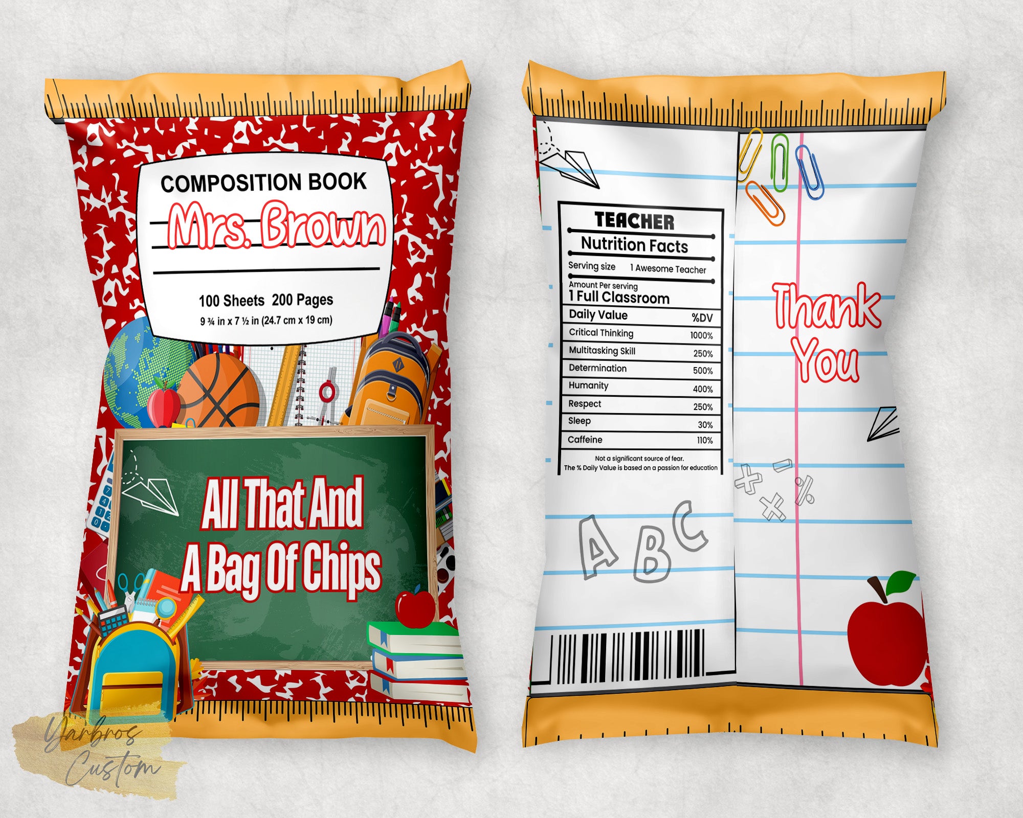 TEACHER CHIP BAG TEMPLATES – Yarbros Custom